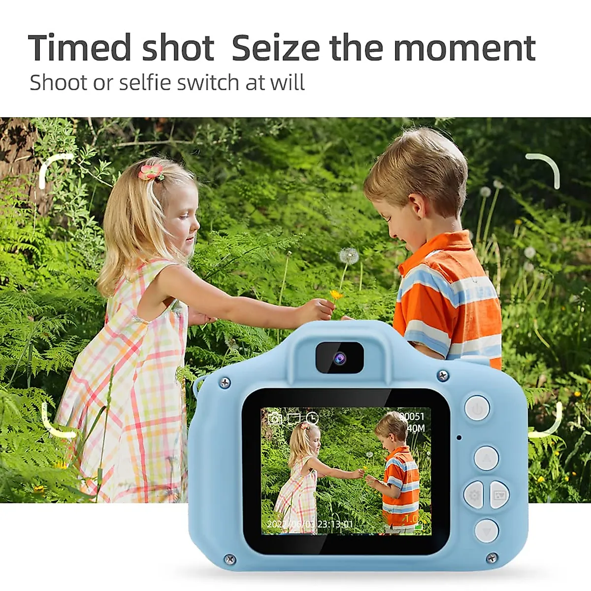 YUE3000 Kids Camera, Front and Rear Camera Digital Cameras for Boys and Girls Gift Age 3-9, 2.0 -inch Screen,1080P Video with 32GB SD Card-Blue