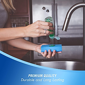 ELITRA HOME Heavy Duty Scrubber Sponge, with Smell Resistant Hydrophilic Foam Technology, Odorless - Blue - (6 Pack)