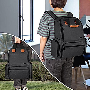 LUXJA Breast Pump Backpack with Pockets for Laptop and Cooler Bag, Pump Bag for Working Mothers (Fits Most Major Breast Pump), Black
