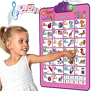 Just Smarty Alphabet Toddler Girl Toys with Interactive Light | ABCs &123s Learning Poster | Barbie Pink Educational Toys for 3 Year Old Girls | Best Gifts for 4 Year Old Girl | 3 Year Old Girl Toys