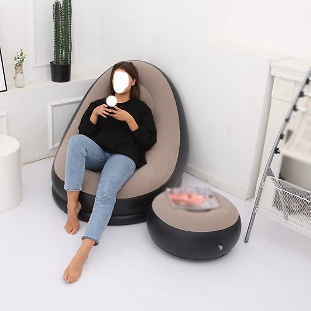 EYHLKM Lazy Couch Covered Chair no Padded Recliner Couch Sofa Living Room Inflatable Lazy Couch