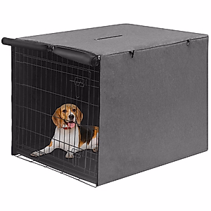 Deblue Grey 36 inches Dog Crate Cover, Heavy Duty Polyester Pet Kennel Covers Universal Fit for 1 2 Doors Standard Metal Crate (Grey)