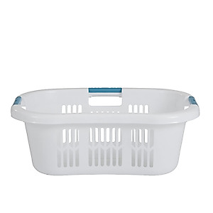 Rubbermaid 2.1-Bushel Small Hip-Hugger Portable Plastic Laundry Basket with Grab-Through Handles, White (4-Pack)