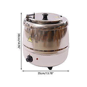 Commercial Soup Kettle Warmer, 201 Stainless Steel with with Lid and Removable Stainless-Steel Pot Insert for Buffet Food Warmer Chafing for Soup (10L/2.64GAL Capacity)