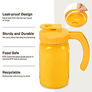 2 Pack Mason Jar Lids with Handle, Airtight & Leak-proof Seal, Easy Pouring Spout, Turns your Mason Jar into Pitcher (Wide Mouth-Navy Blue & Yellow)