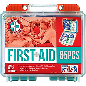 Be Smart Get Prepared 85 Piece First Aid Kit: Clean, Treat, Protect Minor Cuts, Scrapes. Home, Office, Car, School, Business, Travel, Emergency, Survival, Hunting, Outdoor, Camping & Sports, FSA HSA