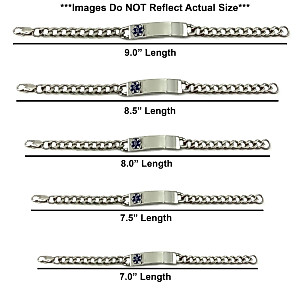 Medical Alert Bracelet - Medical Alert Bracelet for Men - Stainless Steel Traditional Style - Custom Engraved Sizes 7.0" - 9.0"