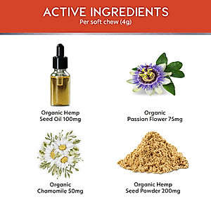 Aspen Green USDA Certified Organic Hemp Calming Chews for Dogs - Soft Dog Calming Treats May Support Dog Anxiety Relief (10mg Organic Hemp per 4g Chew - 30 Hemp Treats for Dogs per Bag) - Bacon Flavor