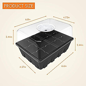 Gardzen 10-Set Garden Propagator Set, Seed Tray Kits with 120-Cell, Seed Starter Tray with Dome and Base 6.6" x 4.5" (12-Cell Per Tray)