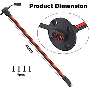 Electop SAE Connector Power Socket Sidewall Port,10AWG Weatherproof SAE Quick Connect Solar Plug Outlet Flush Mount SAE Plug Adapter Cable,with 4 Screws for Solar Generator Battery Charger(50cm)
