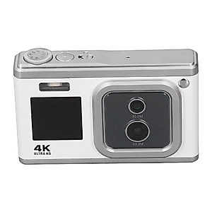 Digital Camera,Kids Camera with Flash, FHD 4K 50MP Compact Vlogging Camera,Point and Shoot Camera 16X Digital Zoom, Portable Mini Camera for Teens Students (White)