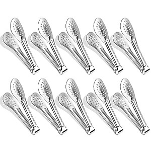 10PCS Serving Tongs, Small Kitchen Tongs,XEVOM Stainless Steel small tongs, Appetizer Tongs Ice Tongs Mini Sugar Tongs (5 Inch)