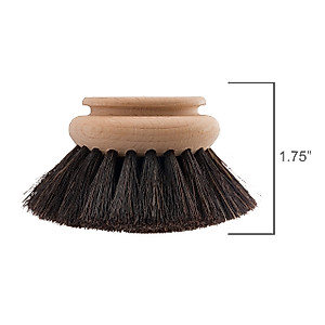 Redecker Horsehair Replacement Head for Dish Brush, 2-inch, Set of 2, 100% Natural and Soft Dark Horsehair and Untreated Beechwood, Made in Germany