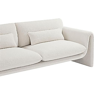 Meridian Furniture 198Cream-L Stylus Collection Modern | Contemporary Boucle Fabric Upholstered Loveseat with Rich Cream Boucle Fabric, Curved Arms, 64" W x 38" D x 31" H, Cream