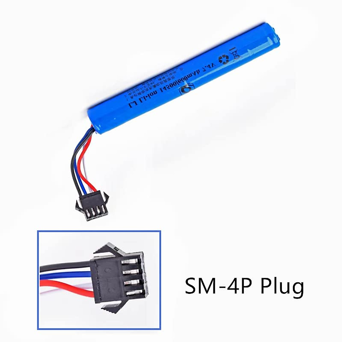 CBB 7.4V 600mAh 1450cell Li-ion Battery with SM-4P Plug and USB Charger for Airsoft Guns Gel Water Blaster