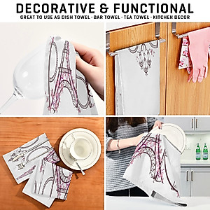 ALAZA Tower Eiffel Paris France Valentine's Day Kitchen Towels Dish Bar Tea Towel Dishcloths 1 Pack Super Absorbent Soft 18 x 28 inches