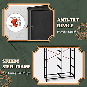 WLIVE 10-Drawer Dresser, Fabric Storage Tower for Bedroom, Hallway, Nursery, Closets, Tall Chest Organizer Unit with Fabric Bins, Steel Frame, Wood Top, Pull Handle, Charcoal Black Wood Grain Print