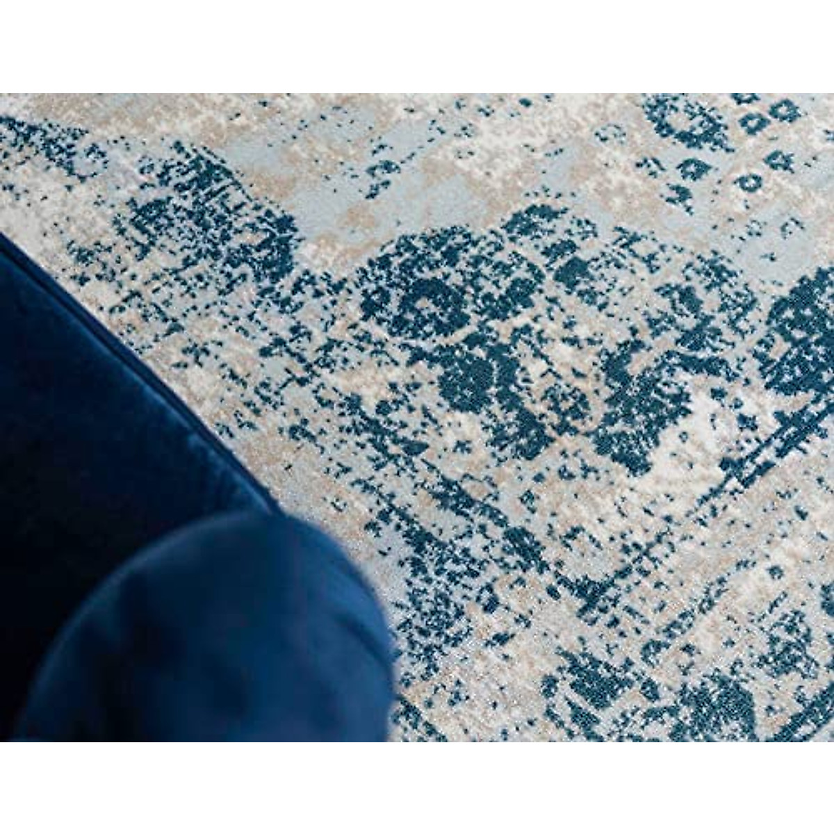 Rugs.com Monte Carlo Collection Rug – 5' x 8' Blue Medium Rug Perfect for Living Rooms, Large Dining Rooms, Open Floorplans
