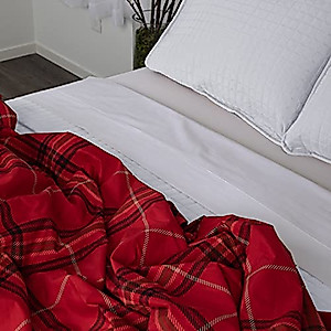 Vilano Plaid Collection - Premium Quality, Soft, Wrinkle, Fade, & Stain Resistant, Easy Care, Oversized Duvet Cover Set, Full/Queen, Red,