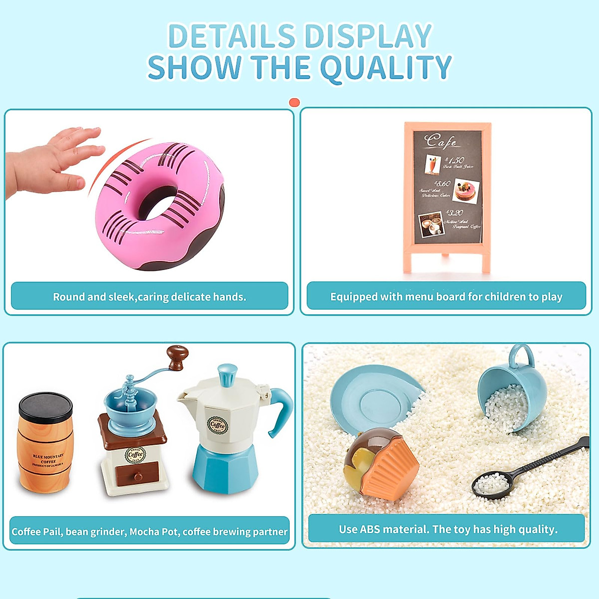 GIFTRRTOY Pretend Tea Party Set for Little Girls, 38 PCS Coffee Maker Set and Play Food Dessert Set for Kids age 3 4 5 6 7 8 9, Kids Kitchen Pretend Play for Princess Girls Boys