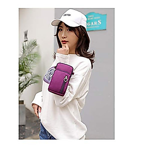 Zipper Crossbody Bag, Women Oxford 3-Layers Wristlet Shoulder Pouch Purse Armband Compatible for iPhone Xs Max 11 Pro Max XR X XS Max Samsung Galaxy S22 S21 FE S20 FE Google Pixel 6 5 4a 5G (Purple)