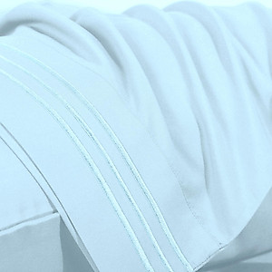 CozyLux King Pillowcase Set of 2 Luxury 1800 Series Double Brushed Microfiber Bed Pillow Cases Embroidered 2 Pack 20x40, Spa Blue Pillow Covers with Envelope Closure, Soft and Comfortable