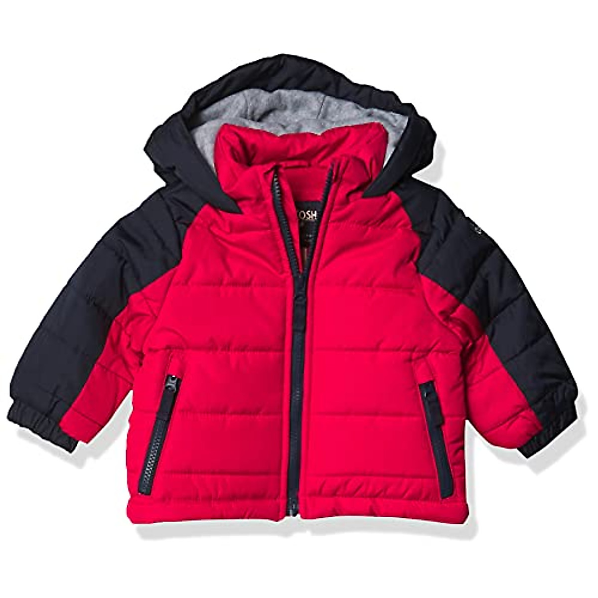 OshKosh B'Gosh baby boys Heavyweight Winter With Sherpa Lining Jacket, Red/Deep Navy, 12 Months US