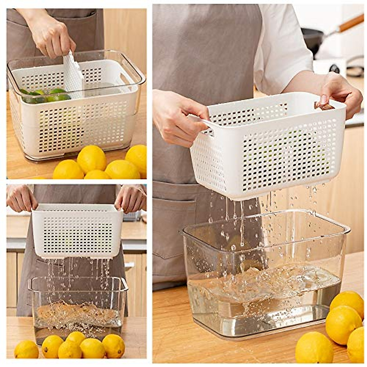 N 3 PACK Produce Saver Storage Containers, Vegetable Storage Containers Fruit and Salad Partitioned Food Storage Container with Vents Stay Fresh Containers for Refrigerator