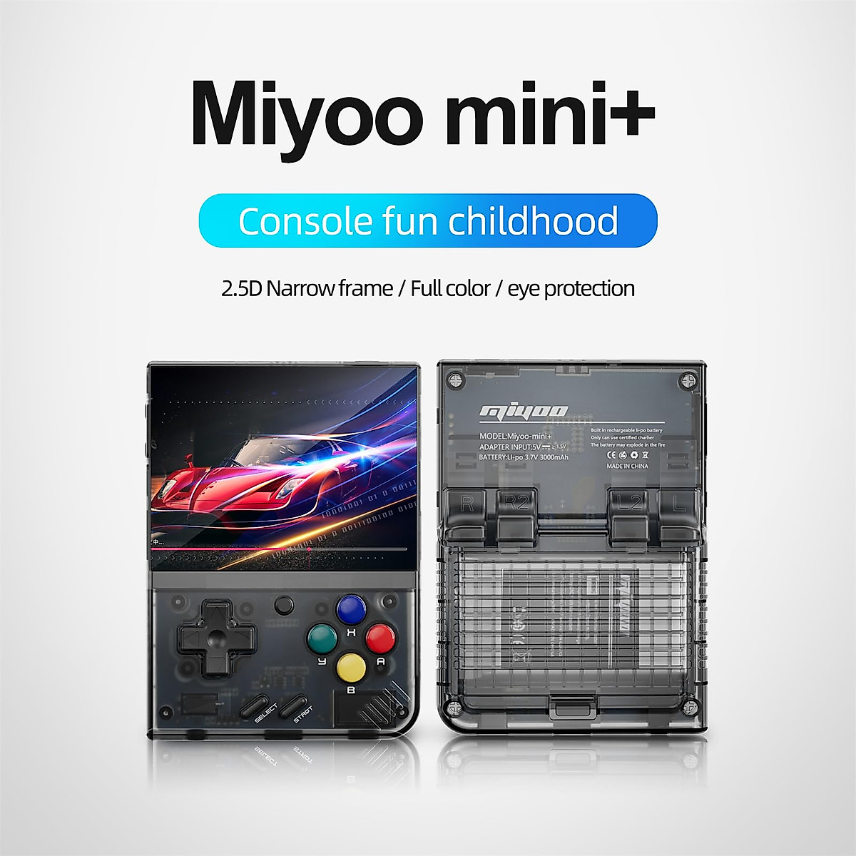 MIYOO Mini Plus Portable Retro Handheld Console V2 Mini+ 3.5-inch IPS Screen Classic Console System Gift (64GB Black)
