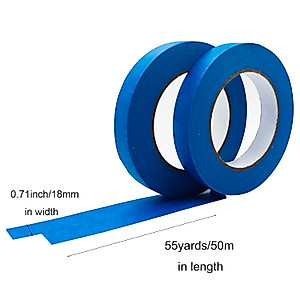 Blue Masking Tape 3/4 inch,Multi-Surface Painters Tape 0.71’’ x 55yd,3 Rolls(165 Total Yards),General Purpose Blue Paper Tape for Artist, Crafts, Labeling,Painting,Drafting