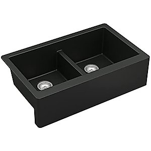 Karran QA-750-BL Quartz Farmhouse Kitchen Sink, Black