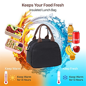 Lunch Bag, Bagseri Insulated Lunch Tote Bags for Women Men, Portable Reusable Adult Lunch Cooler Bag Thermal Organizer, Water-resistant Lining (Dark Grey)
