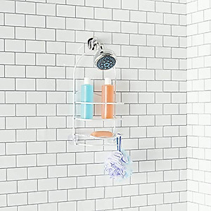Home Basic Shower Caddy Vinyl Coated, Shampoo, Conditioner, Loofah and Soap Holder, White