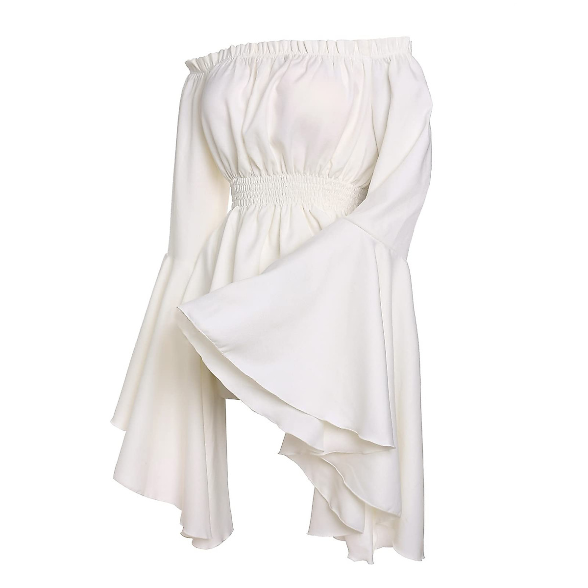 Vibsion Womens Renaissance Victorian Costume Medieval Dress Trumpet Sleeve Plus Size Ren Faire Shirt and Skirt S/M