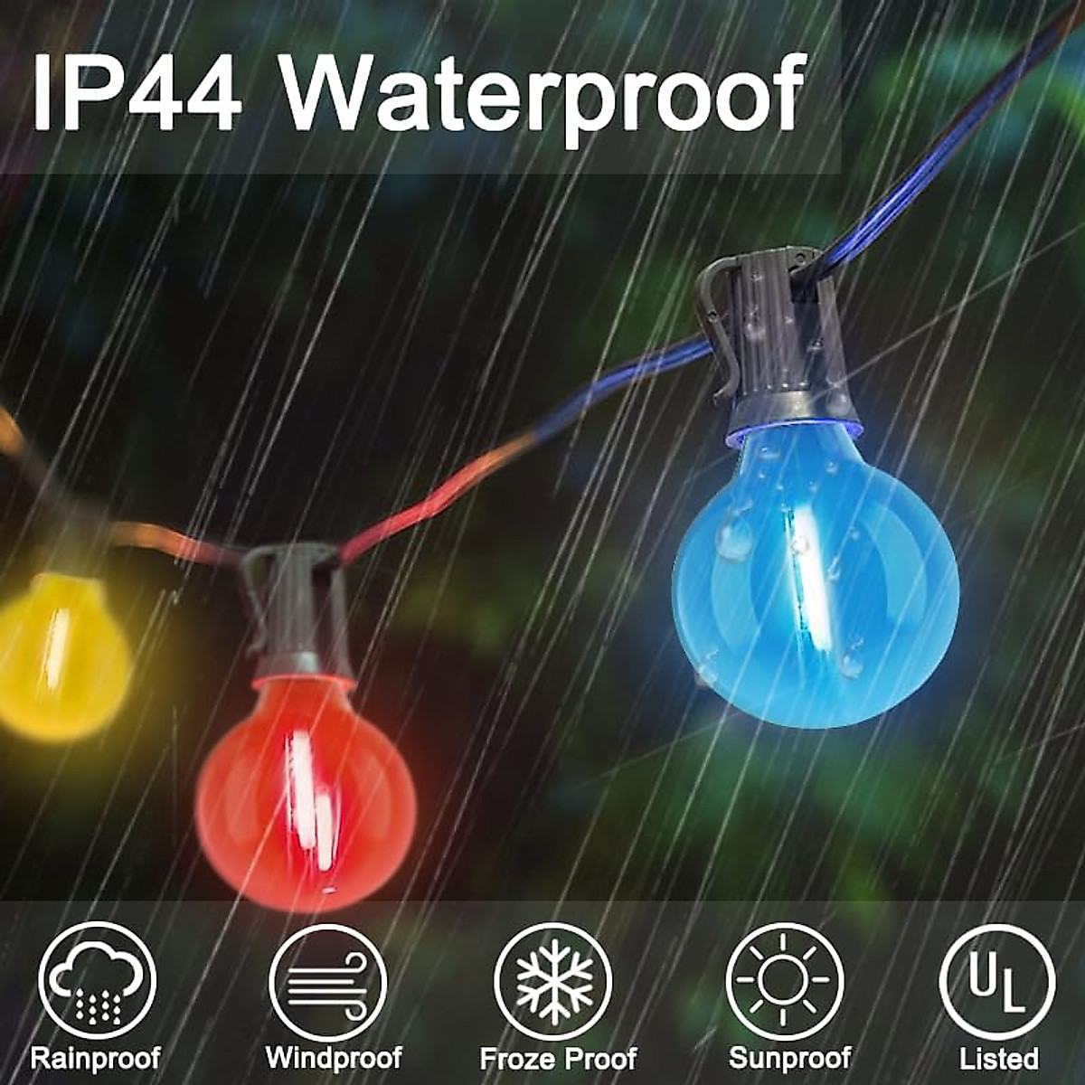 Couah G40 Led Replacement Light Bulbs, E12 Screw Base Shatterproof LED Globe Multi Color Bulbs Light for Outdoor String Lights,Fits E12/C7 Candelabra Screw Base Sockets,25 Pack