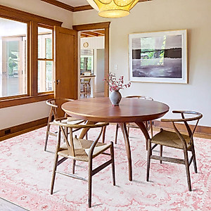 Sofrug Area Rug 5x7 - Vintage Honeycomb Non Slip Bedroom Rug Pink Rug Soft Faux Wool Carpet Foldable & Machine Washable Rugs for Living Room Nursery Room Dorm Kids Playroom Home Office