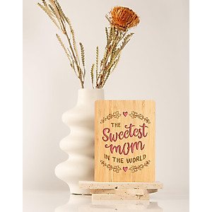 Birthday Card for Mom, Handmade Bamboo Mom Greeting Card, Special Birthday Card/Mothers Day Card/Retirement Card/Wedding Card/Christmas Card for Mom, Sweetest Mom Gift Card