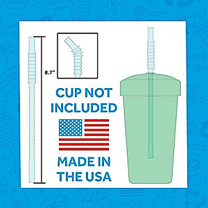 Re Play Made in USA - 6pk of 8.7" Replacement Straws for Re-Play Straw Cups - Reversible - No Pull Out Straight or Flexible Bend