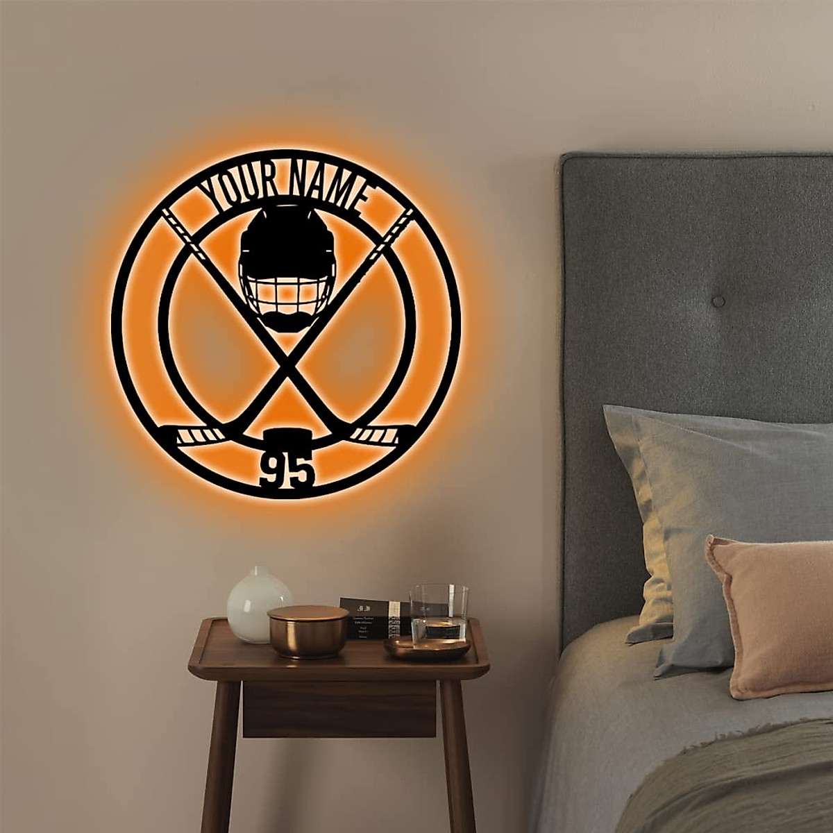 SSRUI Personalized Ice Hockey Player Night Light Optical Illusion Lamp with 16 Colors Remote Control Changing, Mens Ice Hockey Decor Light Birthday Christmas Gifts for Kids Boys Baby