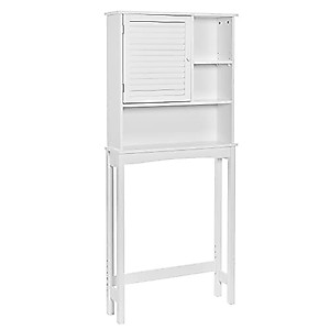 Polibi Over-The-Toilet Bathroom Storage Cabinet with Adjustable Shelf and Door, Space-Saving Storage Collect Cabinet, Easy to Assemble