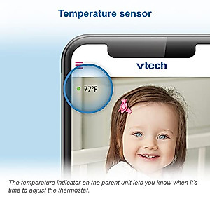 VTech RM9751 Yellow Daisy Smart Wi-Fi Baby Camera, iOS & Android Enabled, 1080p Full HD, Privacy Mode Cover, Night Light, Soothing Sounds & Lullabies, Two-way Intercom,Temperature Sensor, Night Vision