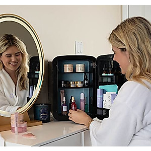 Cooluli Vibe Mini Fridge for Bedroom - With Cool Front Magnetic Blackboard - 15L Portable Small Refrigerator for Travel, Car & Office Desk - Plug In Cooler & Warmer for Food, Drinks & Skincare (Black)