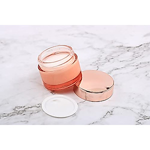 4 Pack Cosmetic Jar Empty Pink Glass Jar Travel Cream Jar Makeup Sample Container Pot For Cream Lotions Scrubs Lip Balm With Inner Liner And Rose Gold Lids (30g/1oz)