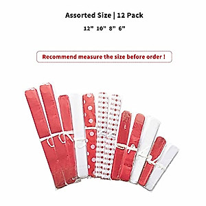 ANSOMO Red Tissue Paper Pom Poms Flowers Wall Hanging Party Decorations 12" 10" 8" 6" Pack of 12, Red & White