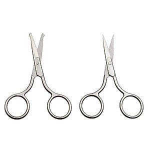 Motanar Eyebrow and Nose Hair Scissors, 3.5” Stainless Steel Professional Facial Hair Beard Eyelashes Ear Hairs and Moustache Scissors Trimmer 2 Pieces