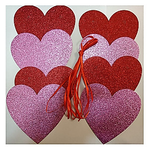 Valentine's Day Ornaments Heart Garland Banner Rose Gold Pink Burgundy Red Party Heart Paper Banner for Valentines Mothers Day Bachelorette Bridal Shower Engagement Wedding Hanging Decoration