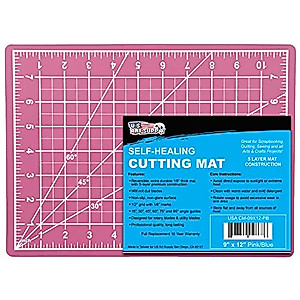US Art Supply 9" x 12" Pink/Blue Professional Self Healing 5-Ply Double Sided Durable Non-Slip Cutting Mat Great for Scrapbooking, Quilting, Sewing and all Arts & Crafts Projects