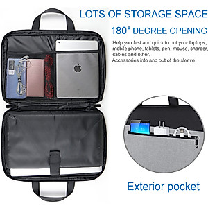 Laptop Case 15.6 Inch, Durable Shockproof Protective Laptop Sleeve, Water Resistant Computer Carrying Bag Briefcase Compatible with 15.6 inch HP, Dell, Acer, Asus, Lenovo, Notebook, Black/Grey