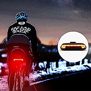 Bike Tail Light Rechargeable with Turn Signals - Laser Drive LED Bike Rear Light - IPX4 Waterproof Smart Bicycle Brake Light for Safer Cycling (USB Cable Included)