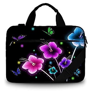 RICHEN Canvas Laptop Shoulder Bag Compatible with 11.6/12/12.9/13 Inches Netbook,Protective Carrying Handbag Case Cover with Side Handle (11-13 inch, Flowers)